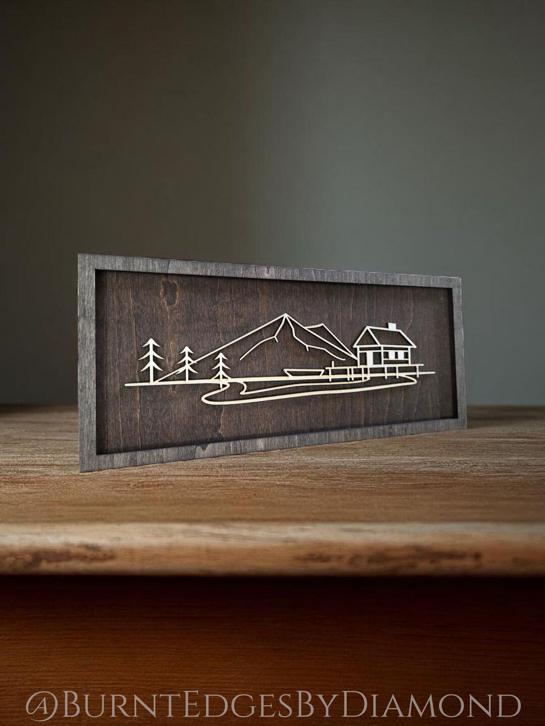 3D, Laser Engraved Line Art, Cottage, Cabin - Etsy