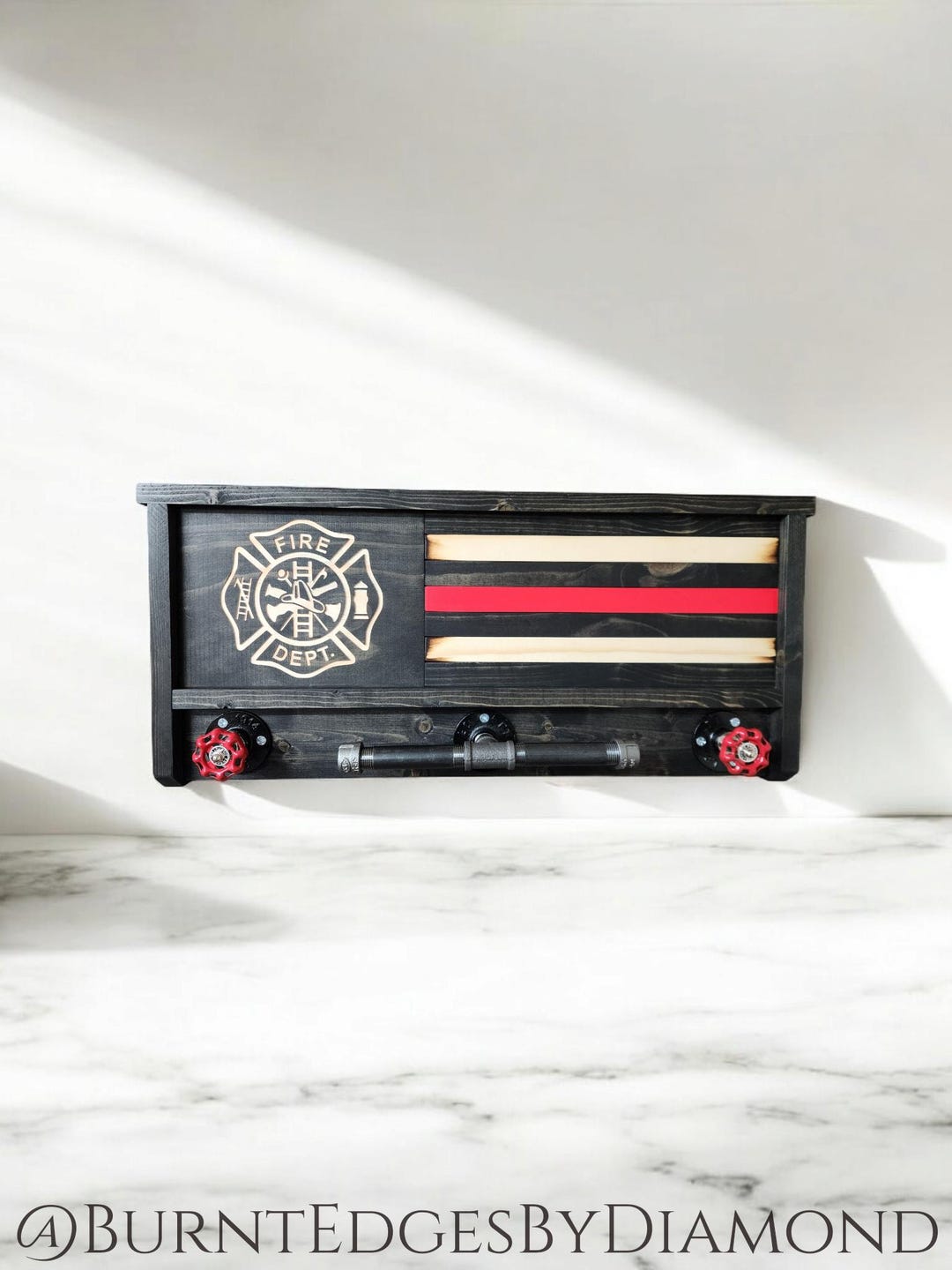Thin Red Line, Firefighter, Duty Rack, Gear Rack, Family Sign, Wooden ...