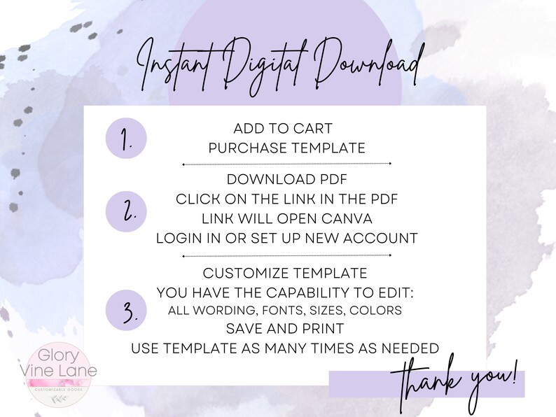 Purple Watercolor Invoice Editable Template, Printable Invoice Form ...