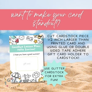 Last Day of School Teacher Printable Gift Card Holder | Goodbye Lesson ...