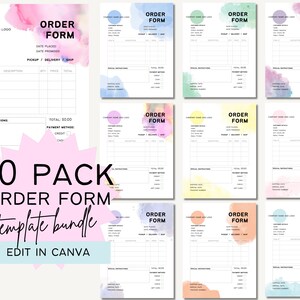 Order Form Editable Template, Printable Order Form, 10 Colors Digital ...