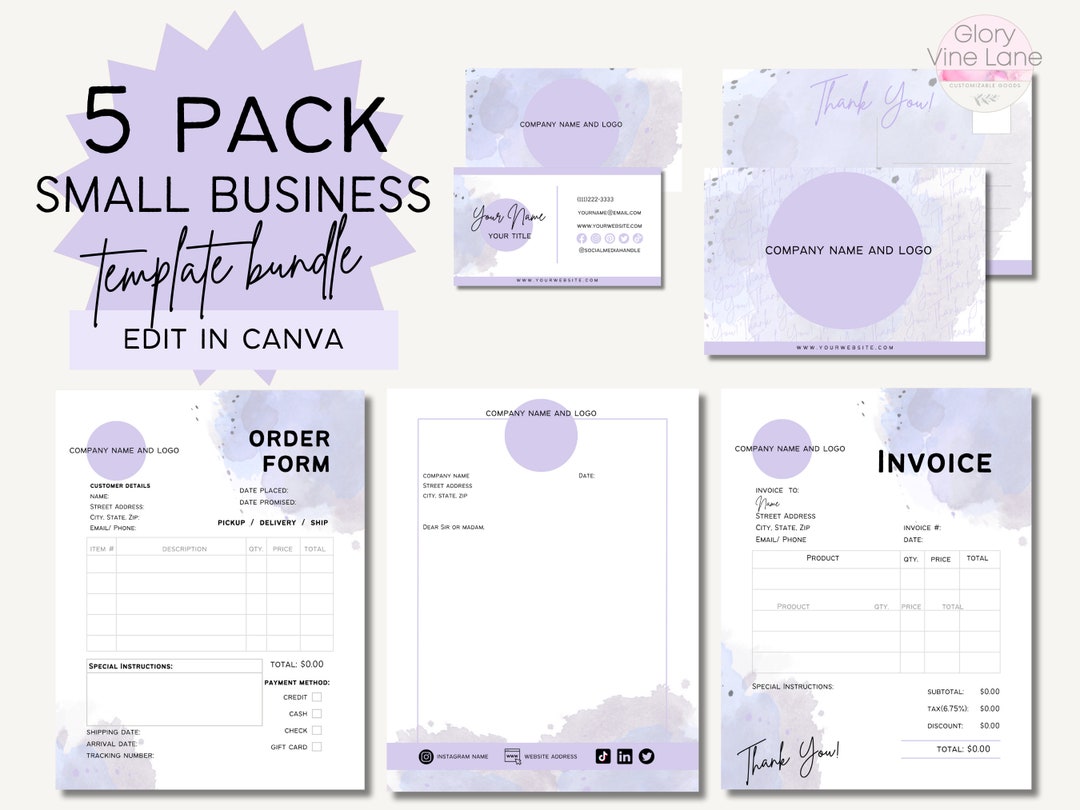Purple Watercolor Invoice Editable Template, Printable Invoice Form ...