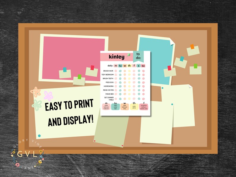 Kid's Chore Chart | Colorful | Tracker | Printable | Customizable ...