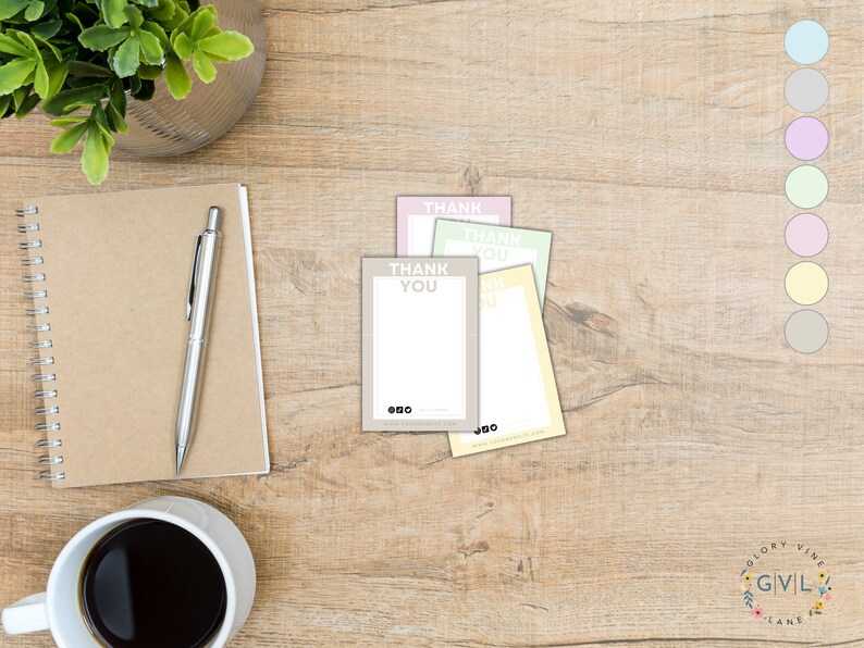 Thank You Postcard Template Bundle, Printable Card, 7 Colors Digital ...