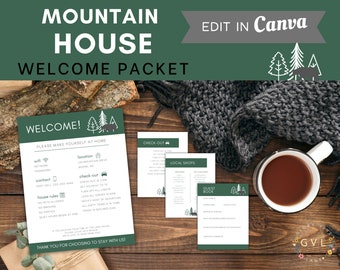 10 Pack, Mountain House Rental Welcome Packet Editable Template ...