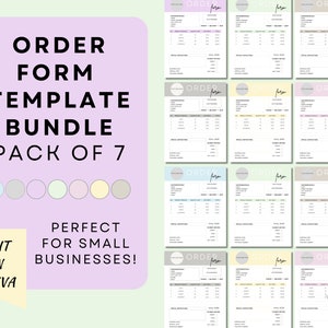 Order Form Editable Template, Printable Order Form, 7 Colors Digital ...
