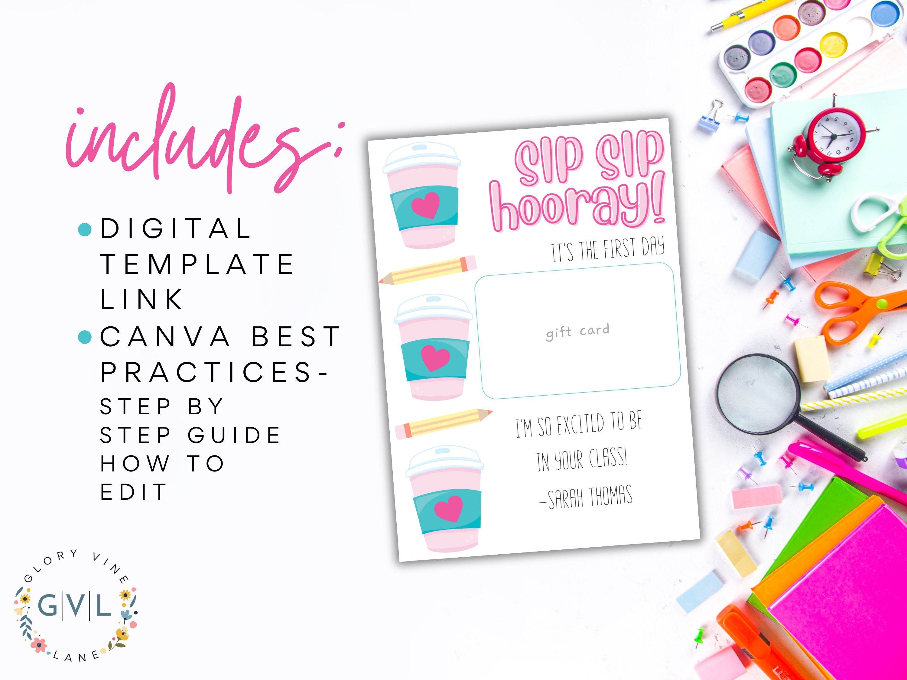 Back to School Teacher Coffee Printable Gift Card Holder | Sip Sip ...