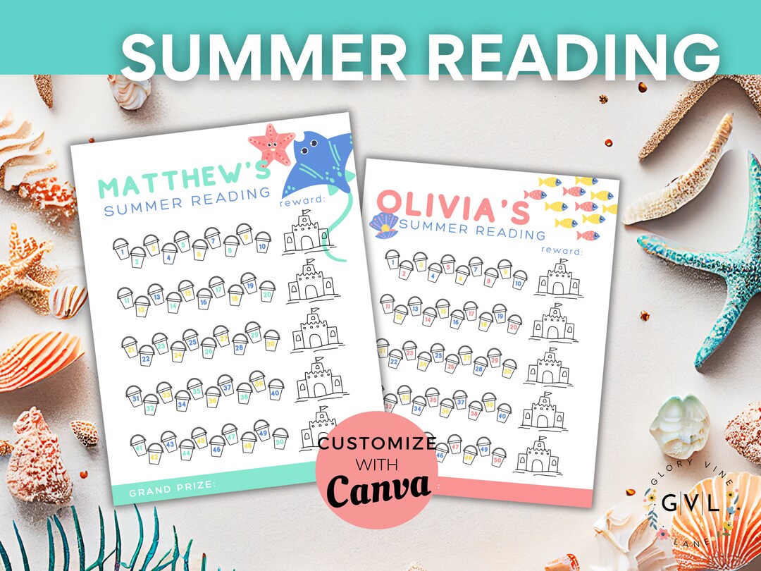 Summer Reading Log | Beach | Tracker | Printable | Customizable ...