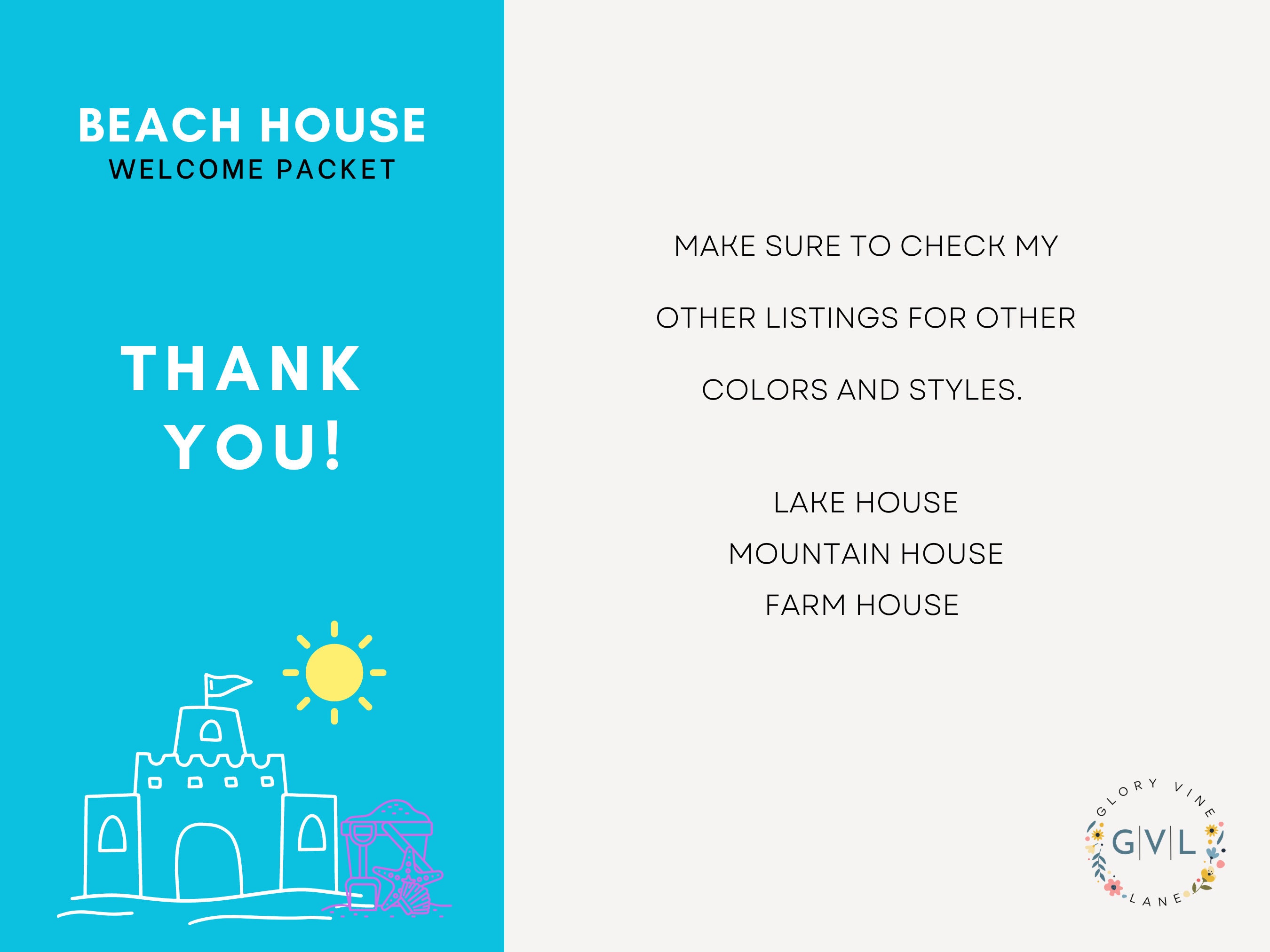 10 Pack, Beach House Rental Welcome Packet Editable Template, Welcome ...