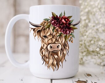 Cow Mug Highland Cow Mug, Personalized Cow Cup Cow Coffee Mug, Cow Gift ...