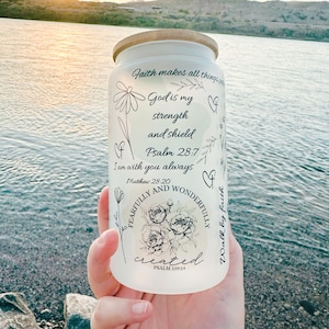 Christian Affirmation Iced Coffee Cup Affirmation Glass Tumbler, Bible ...
