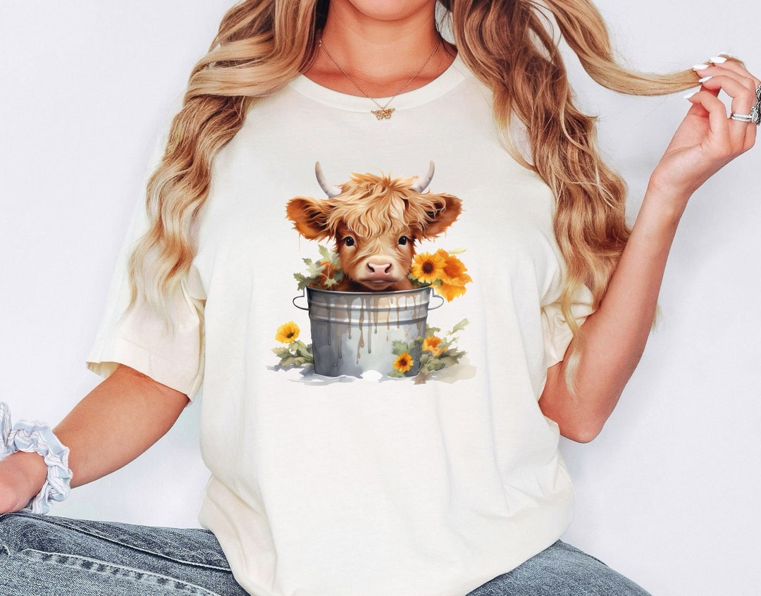 Cow Shirt Highlander Cow Shirt for Cow Lovers, Trendy Cow Shirt, Cow ...