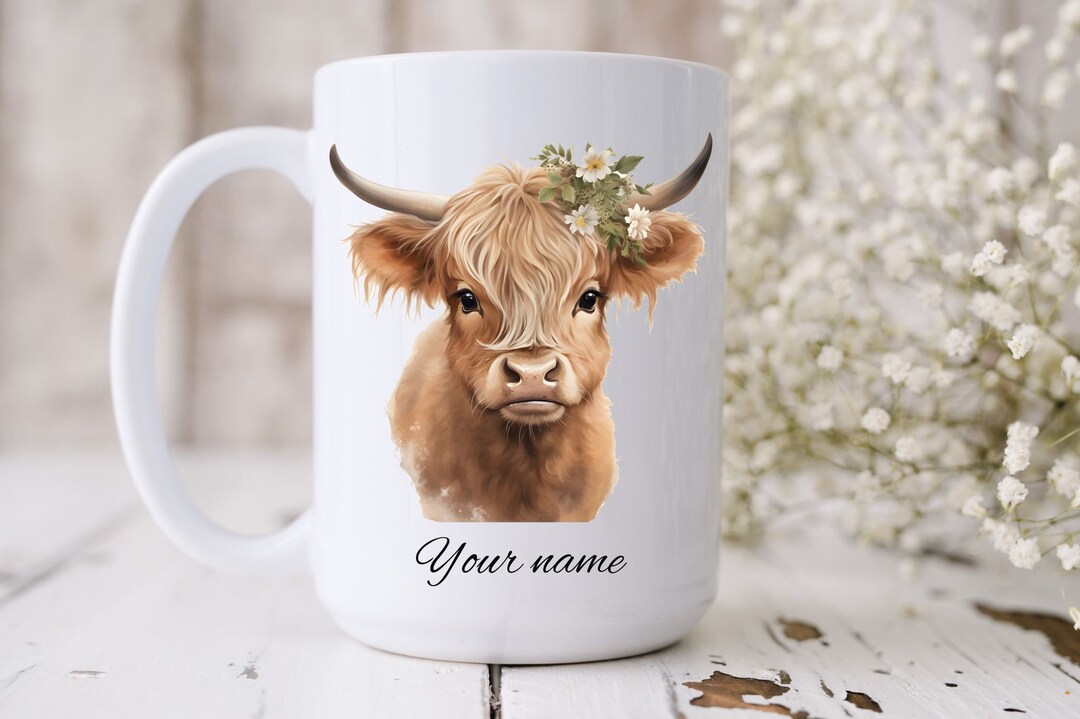Cow Mug Highland Cow Mug, Personalized Cow Gift for Her, Personalized ...
