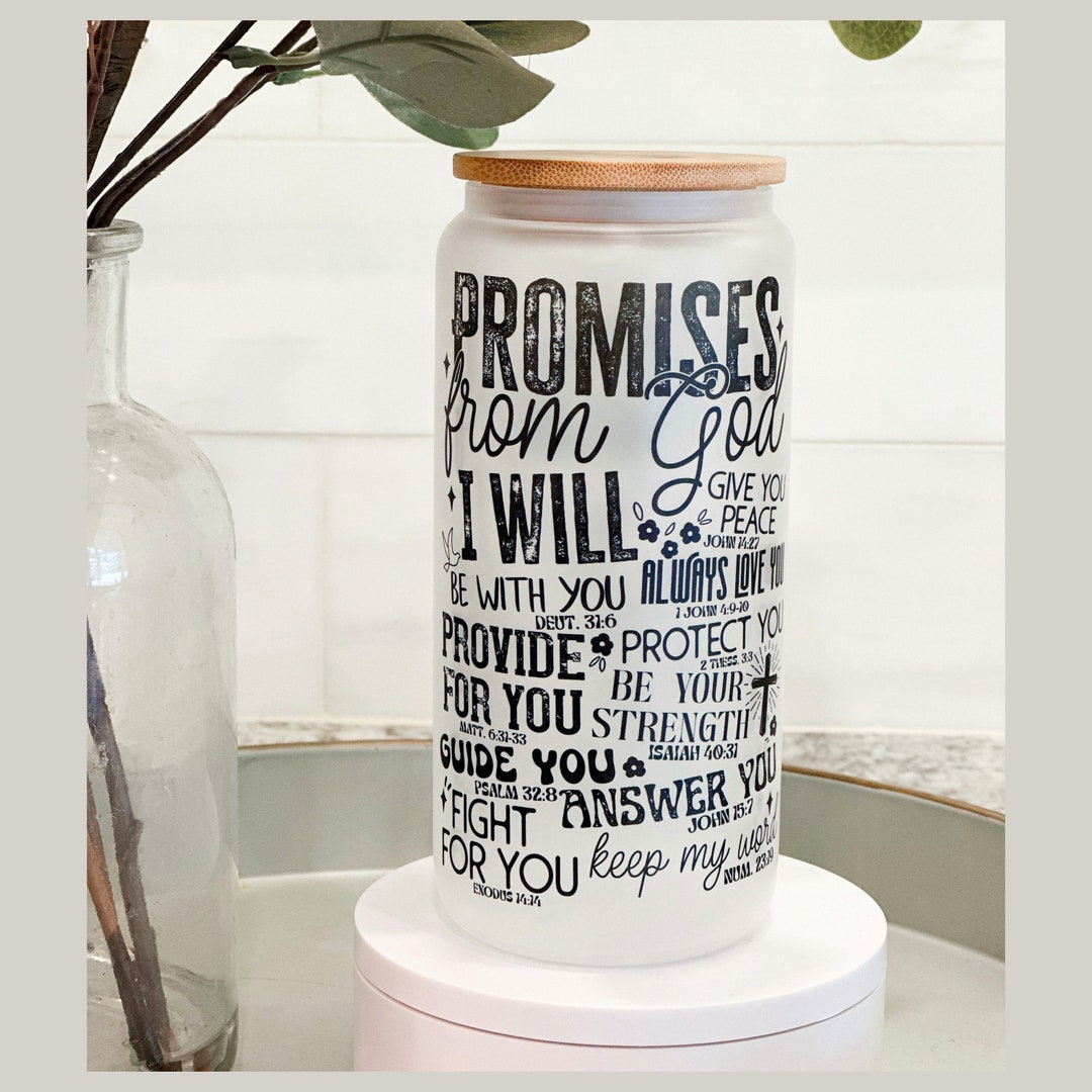 Christian Affirmation Iced Coffee Cup Affirmation Glass Tumbler, Bible ...