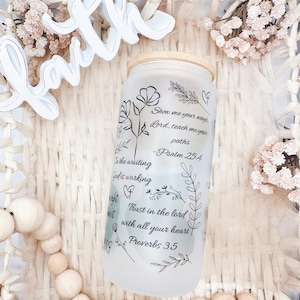 Christian Affirmation Iced Coffee Cup Affirmation Glass Tumbler, Bible ...