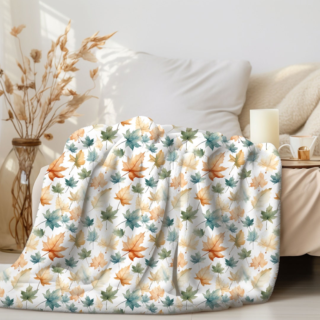 Fall Throw Blanket, Leaf Blanket, Blue Fall Decor, Fall Blanket Throws ...