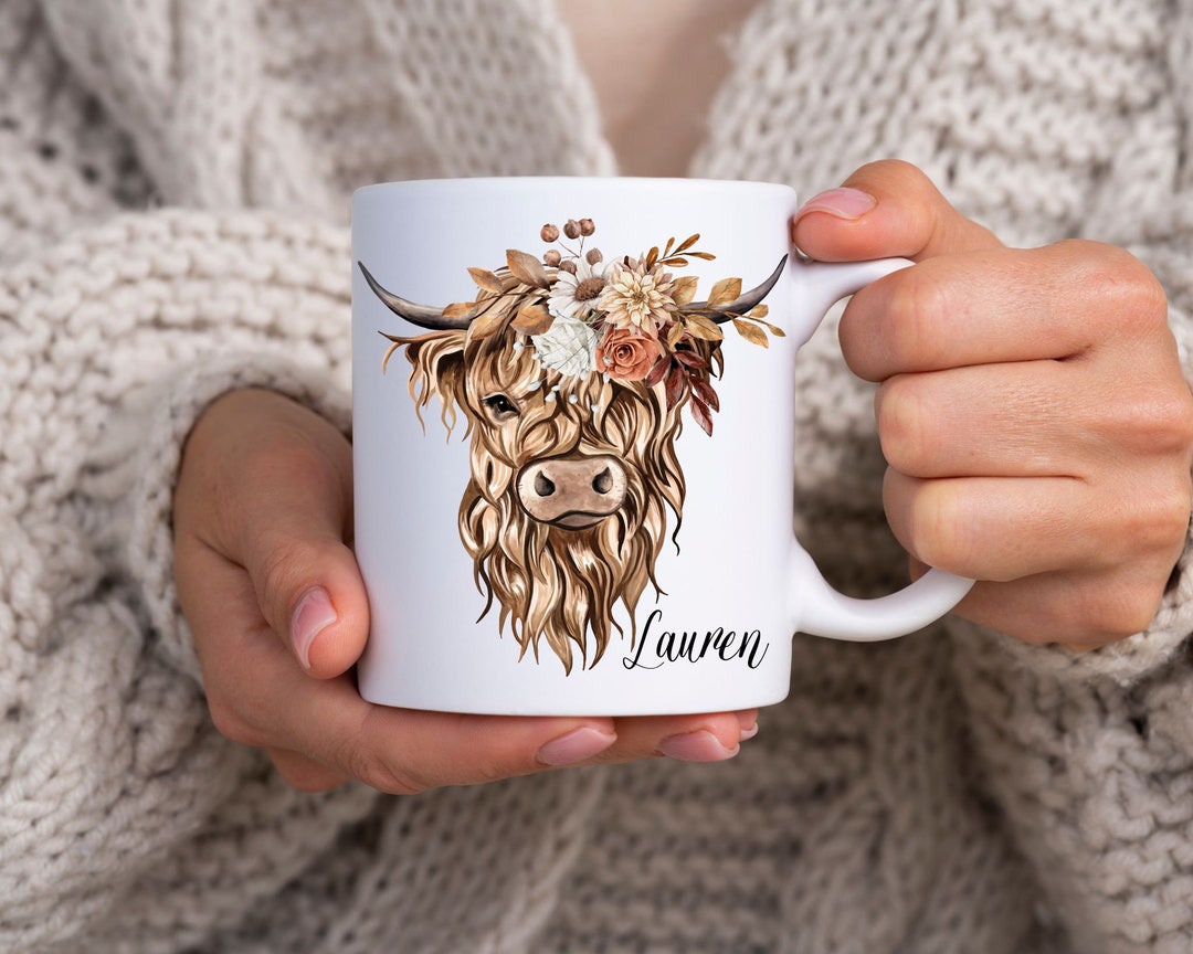 Cow Mug Highland Cow Mug, Personalized Cow Cup Cow Coffee Mug, Cow Gift ...