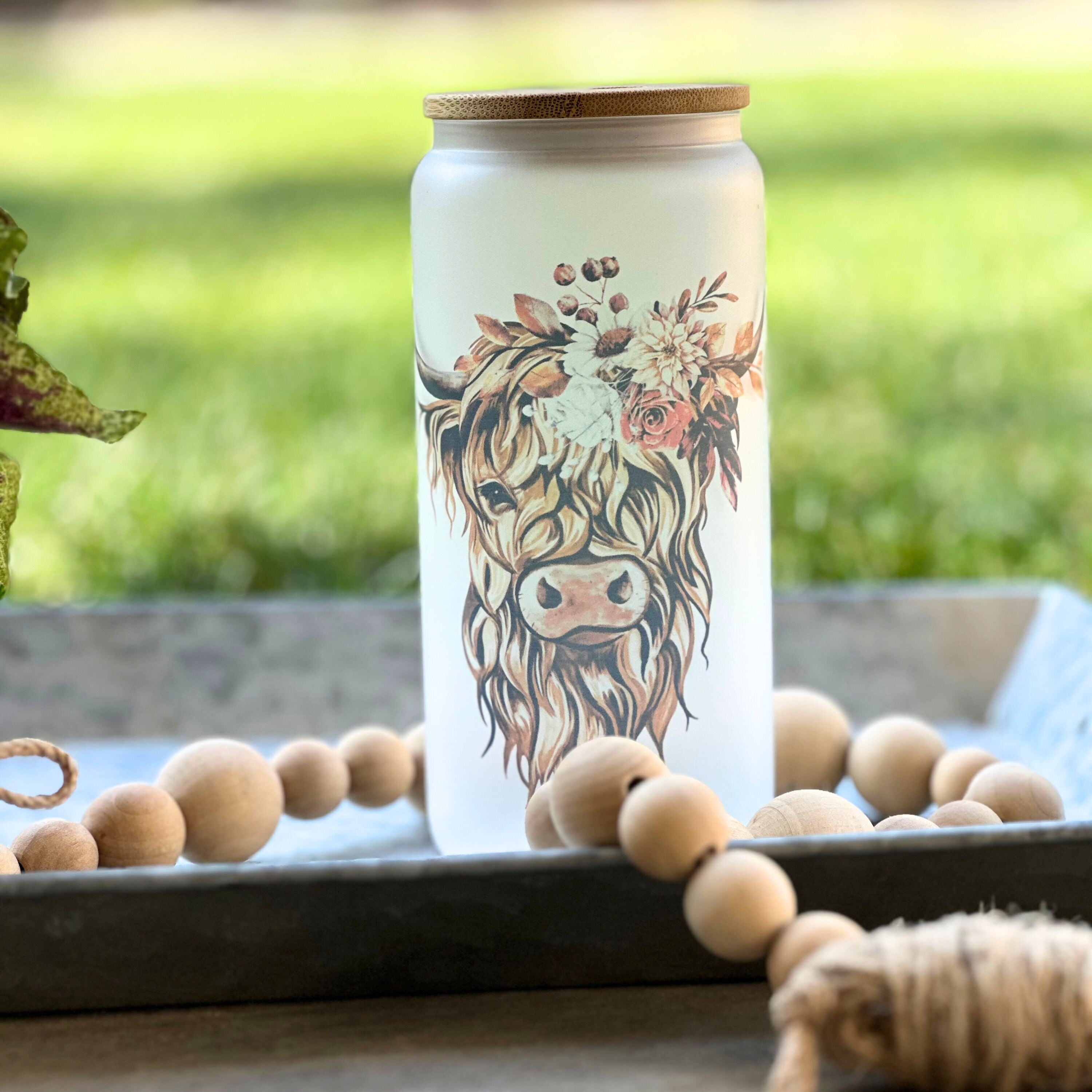 Highland Cow Glass Cup Iced Coffee Cup, Cow Coffee Cup, Large Glass ...