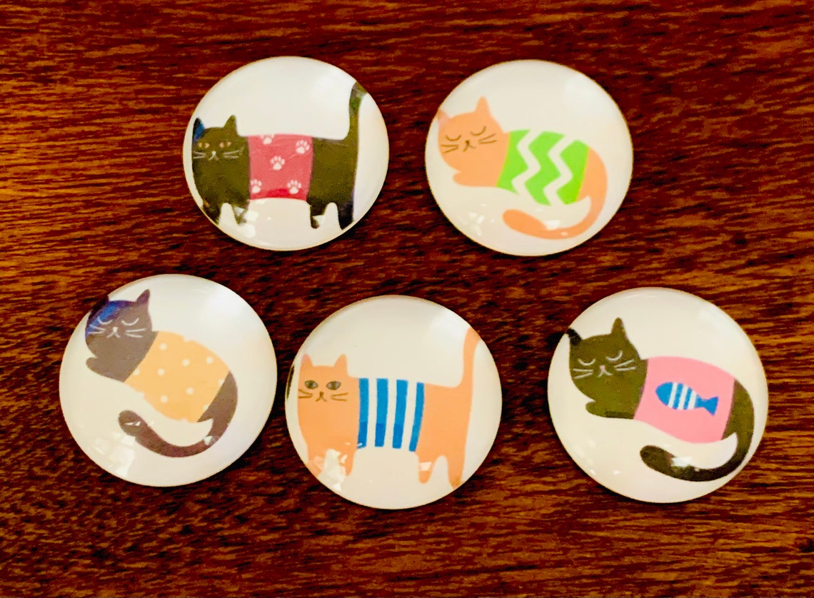 Cat Magnets Glass Magnets Cat Gift Cat Decor Cat Magnet | Etsy