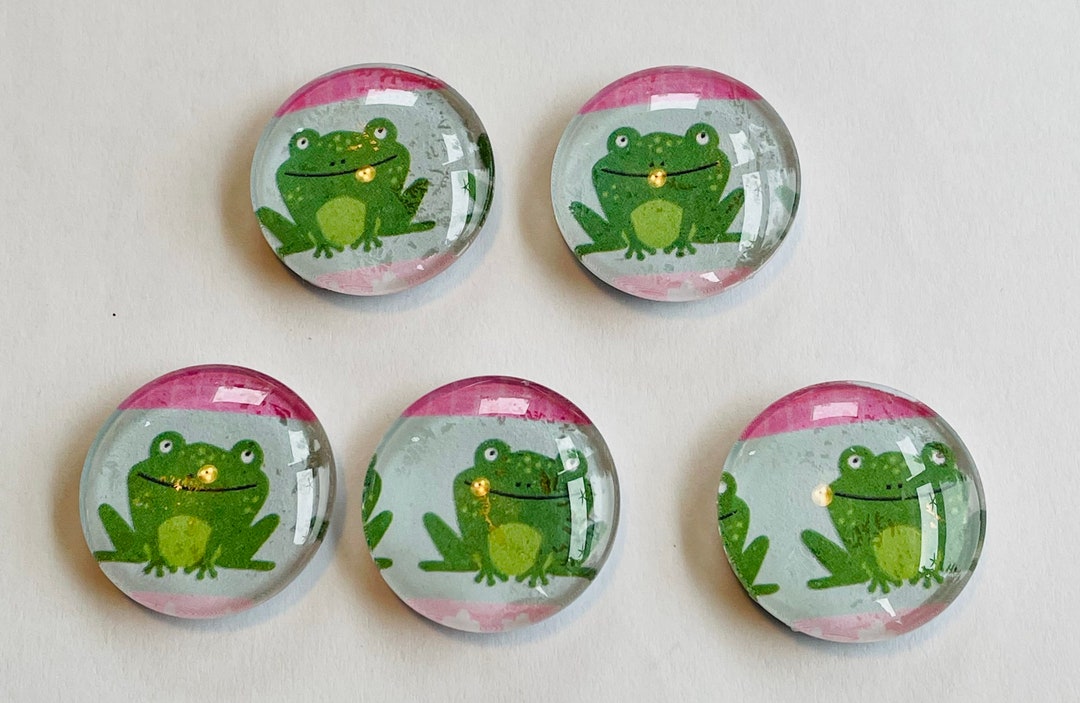 Frog Magnets, Set of 5 Glass Frog Magnets, Frog Home Decor Magnets ...