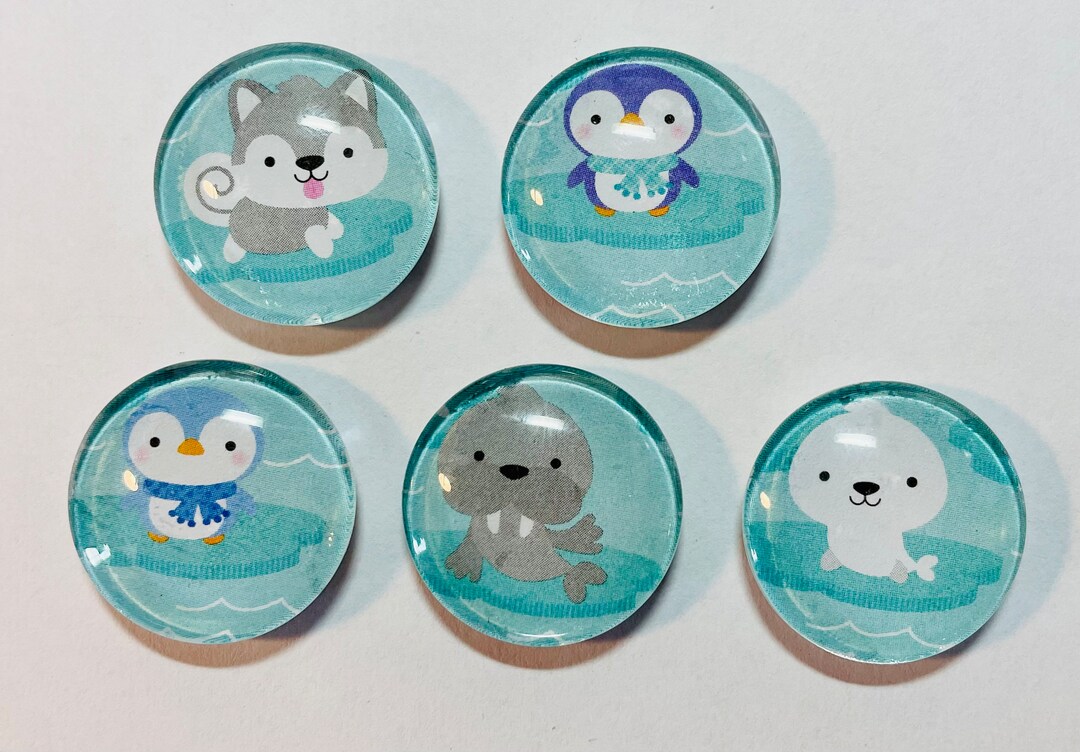 Arctic Animal Magnets, Walrus Magnet Set, Penguin Magnets, Seal Glass ...