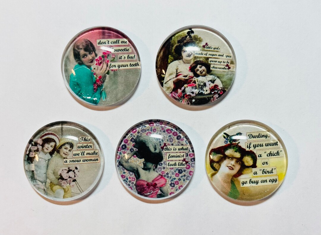 Feminist Magnets, Set of 5 Glass Feminist Magnets, Feminist Home Decor ...