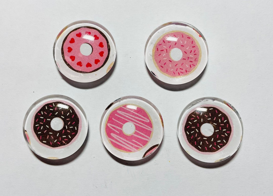 Donut Magnets, Set of Five Donut Magnets, Donut Glass Magnets, Donut ...