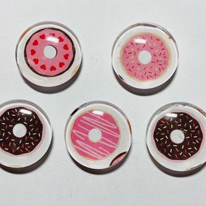 Donut Magnets, Set of Five Donut Magnets, Donut Glass Magnets, Donut ...