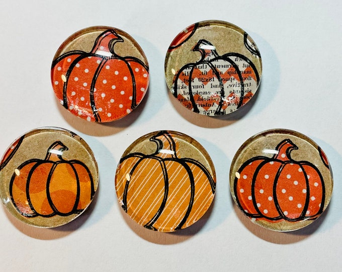 Pumpkin Magnet Set Glass Magnet Halloween Magnet Set Halloween Magnet Fall Magnets Pumpkin