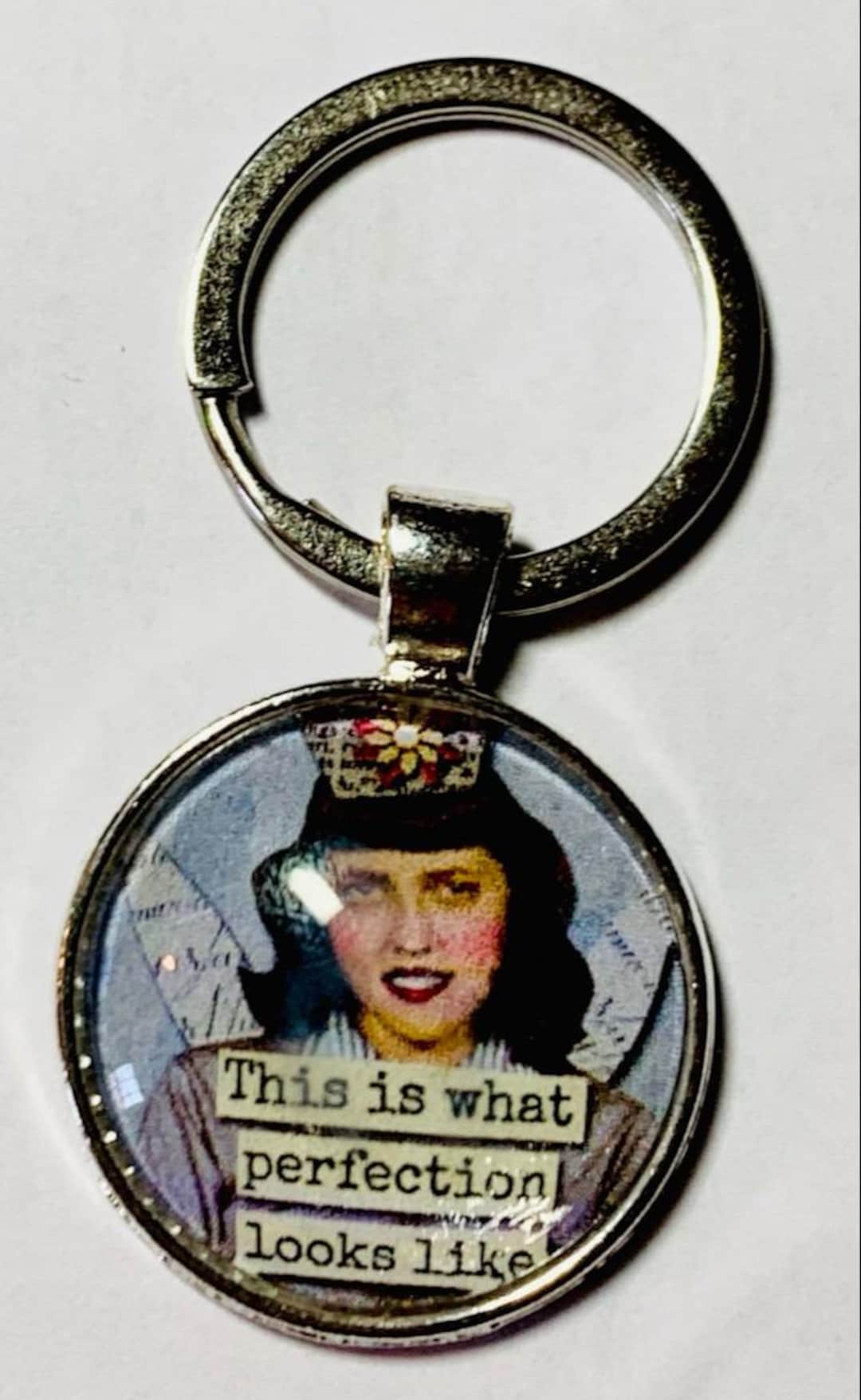 Funny Keychain, Funny Retro Keychain, Retro Lady Keychain, Retro Funny ...