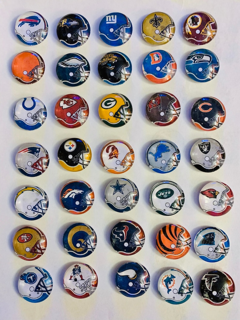 NFL magnet set set of 35 NFL glass magnets 1 diameter | Etsy