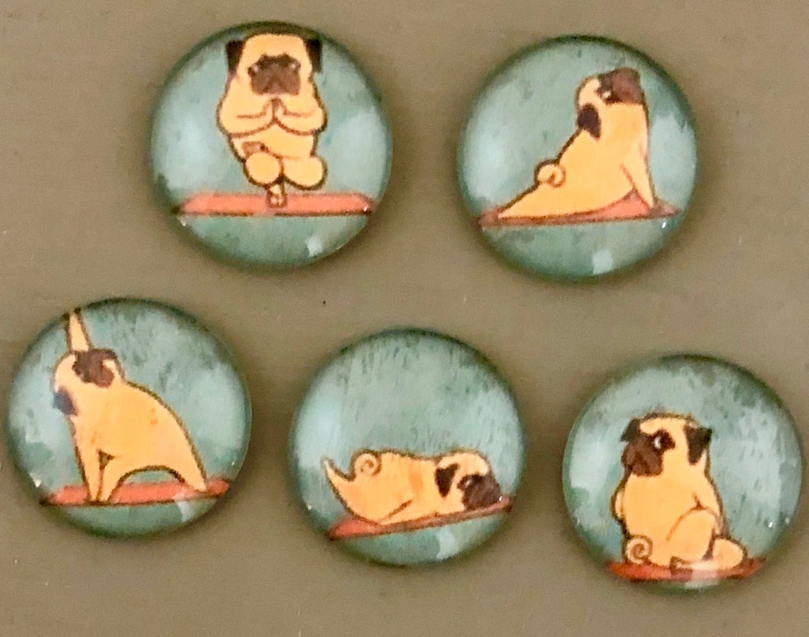 Pug Magnet Pug Yoga Magnet Set Pug Gifts Pug Magnet Sets | Etsy