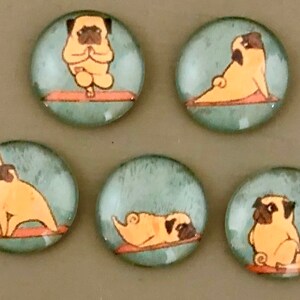 Pug Magnet, Pug Yoga Magnet Set, Pug Gifts, Pug Magnet Sets, Dog Magnet Set, Pug Dog Magnet Set ...