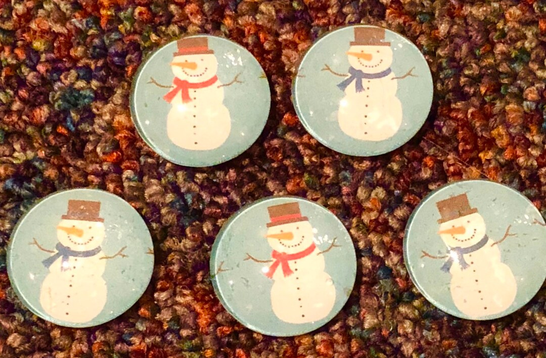 Snowman Magnet, Glass Magnet, Christmas Magnet Set, Winter Magnet ...