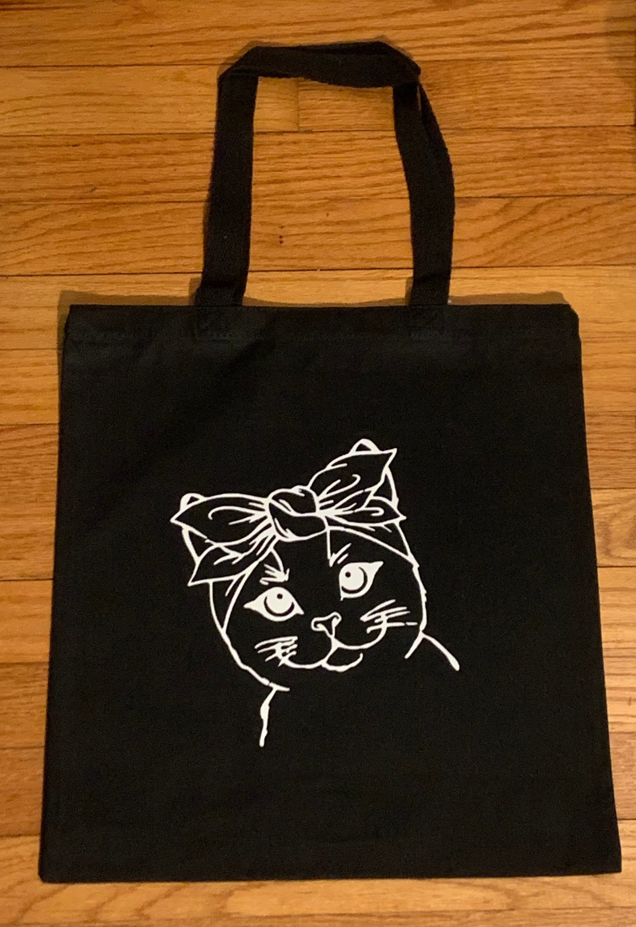 Cat Tote Bag, Tote Bag, Cat Canvas Tote, Canvas Tote Bag, Handmade Cat ...