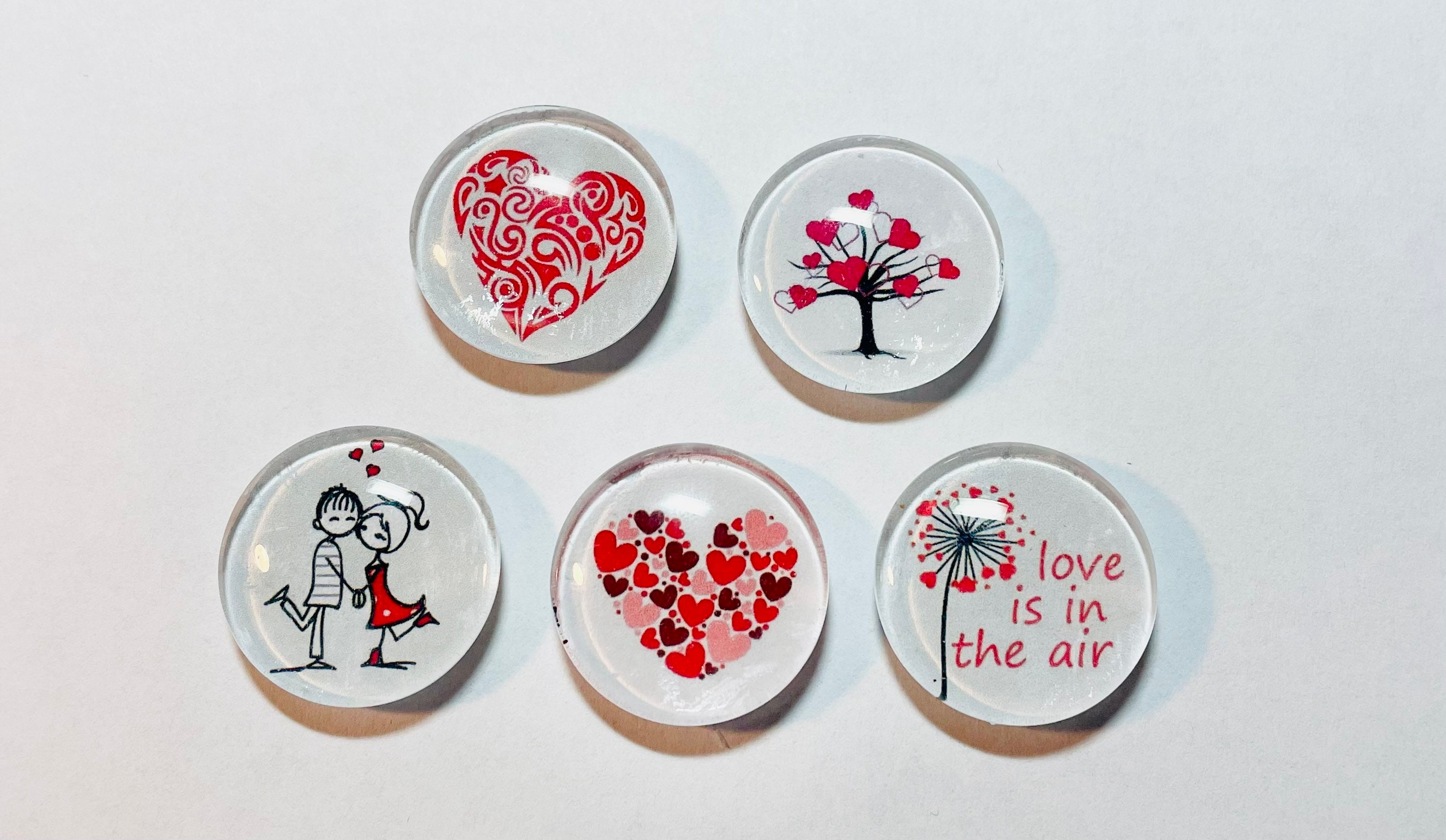 Valentine Magnets Glass Magnets Heart Magnet Set Glass - Etsy