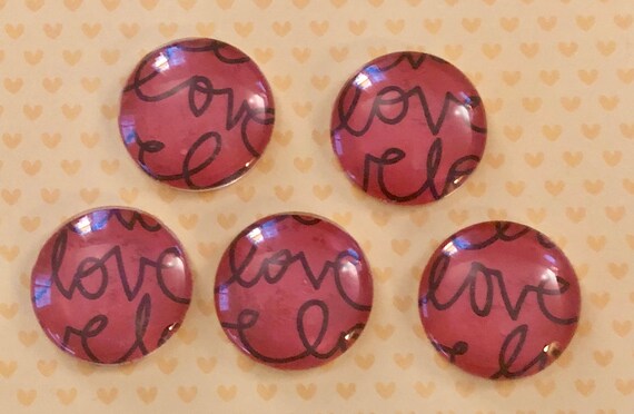 Valentine magnets glass magnets heart magnet set glass | Etsy