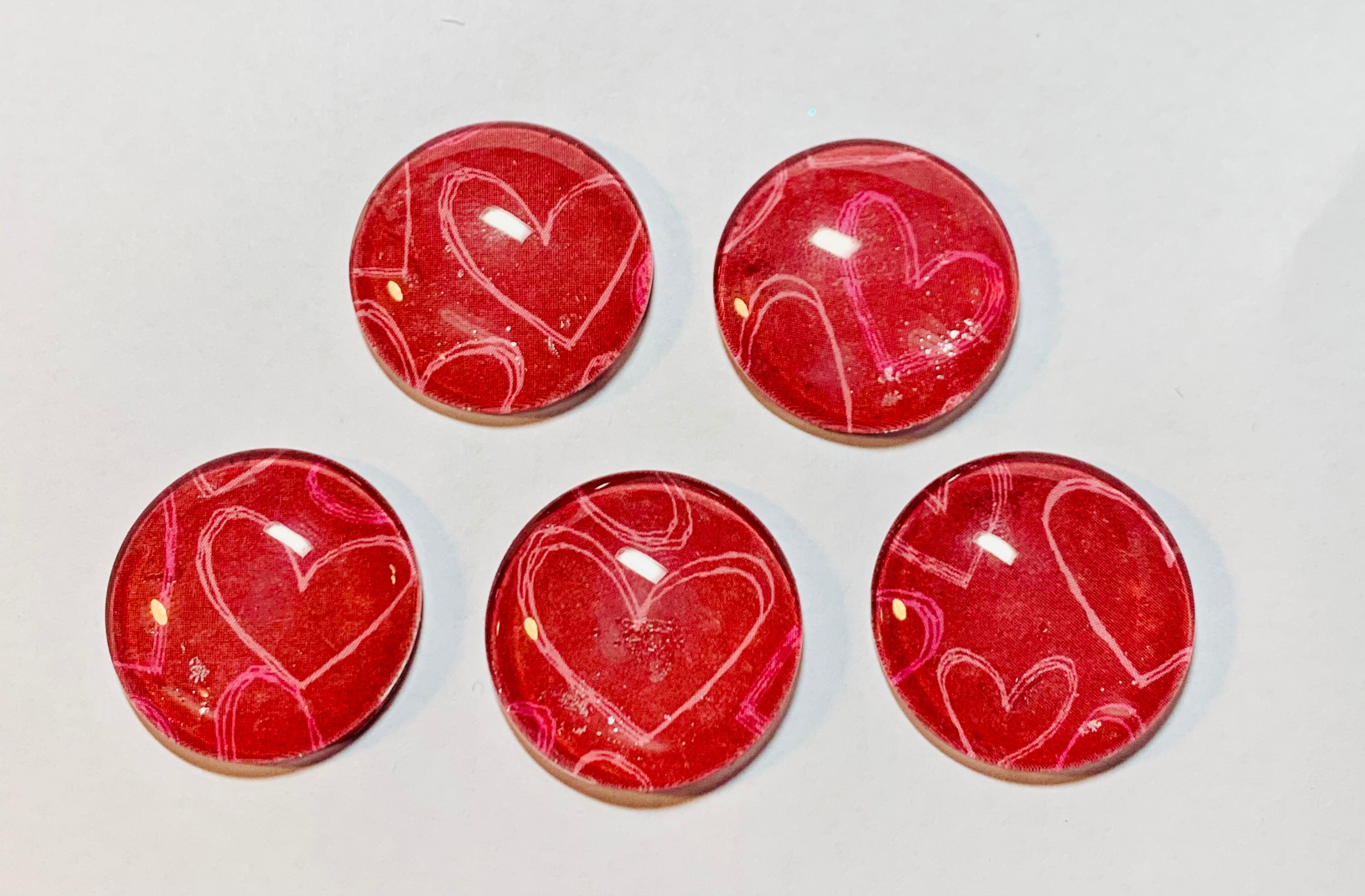 Valentine magnets glass magnets heart magnet set glass | Etsy