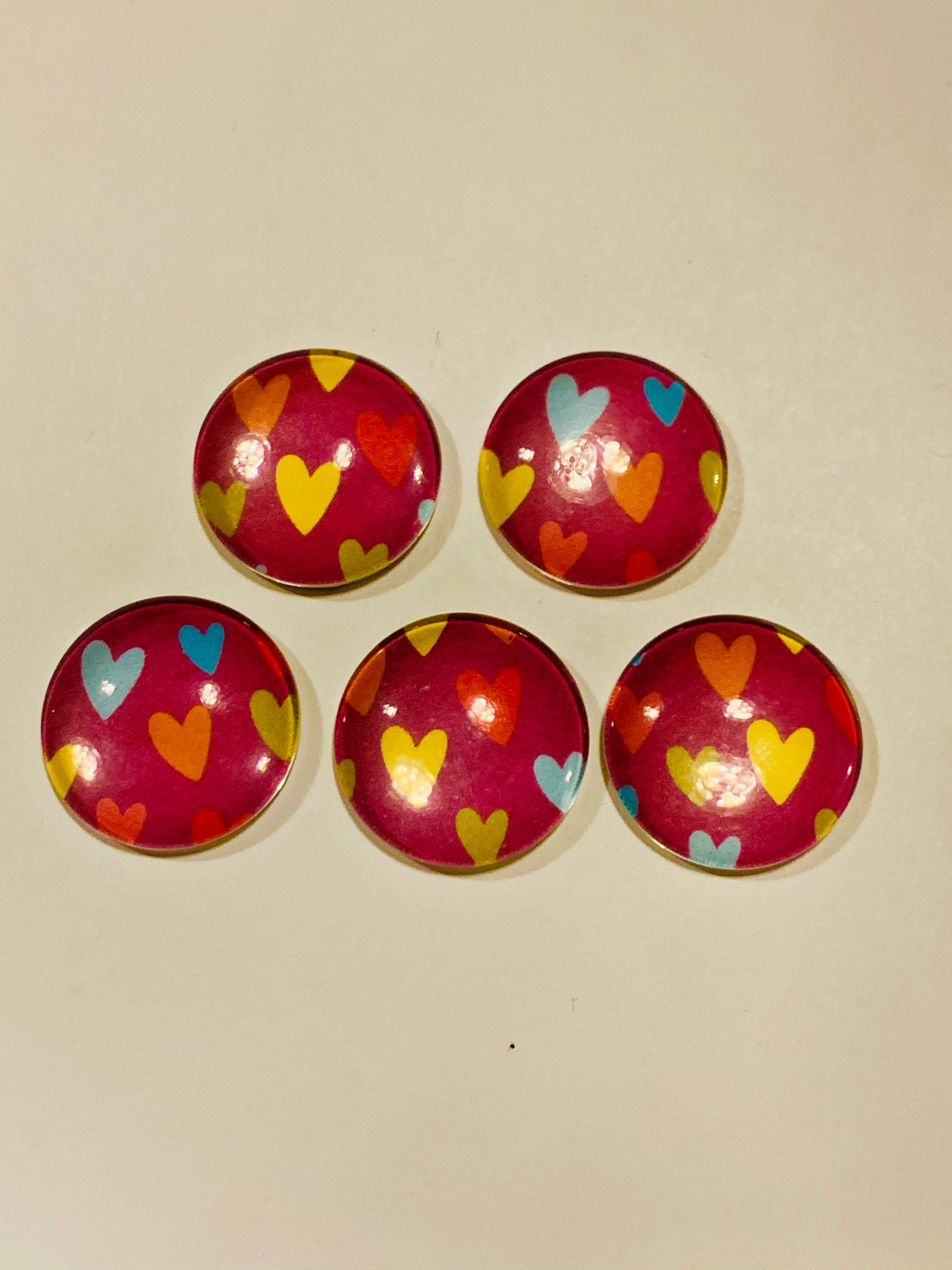 Valentine magnets glass magnets heart magnet set glass | Etsy
