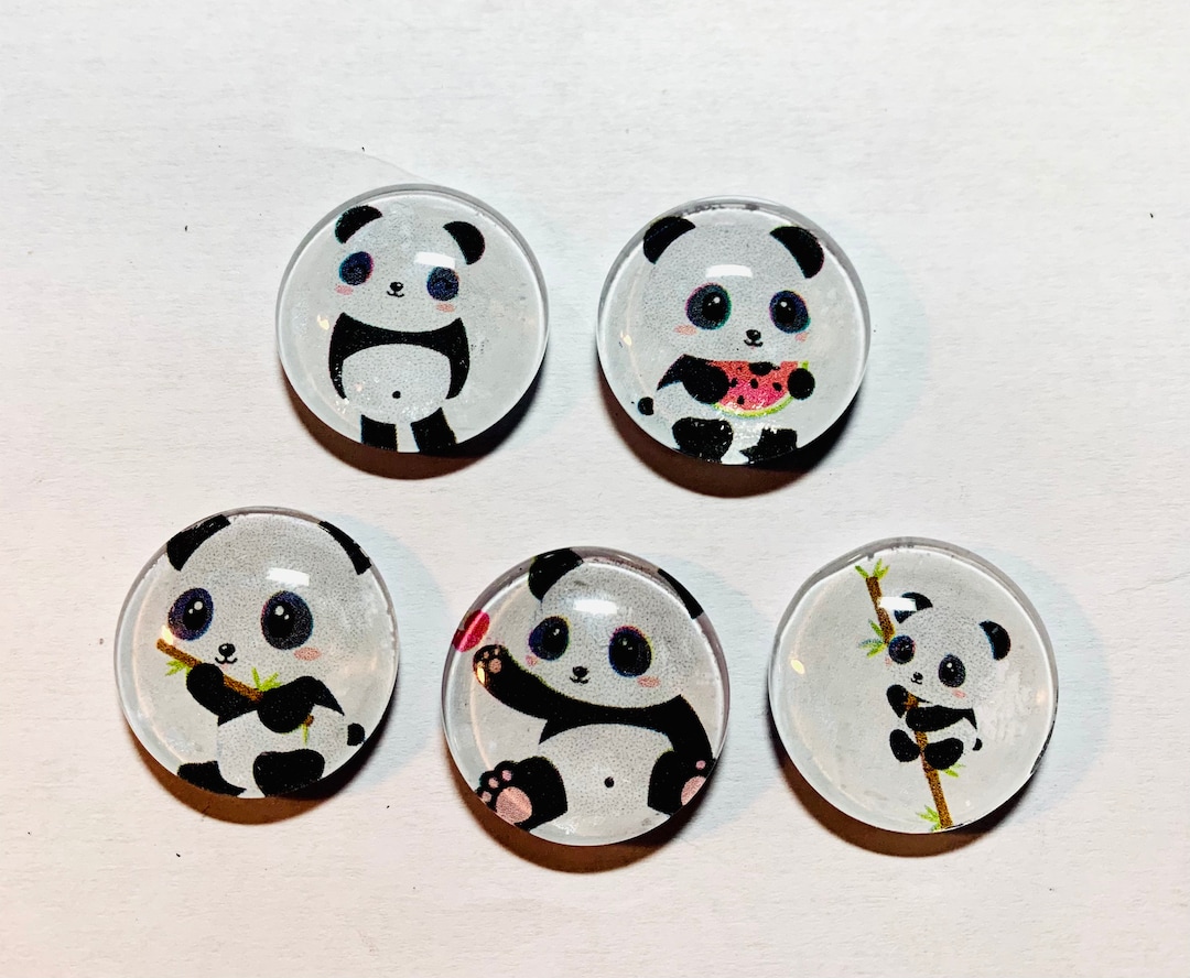 Glass Magnet Set, Panda Magnet Set, Panda Magnets, Handmade Panda ...