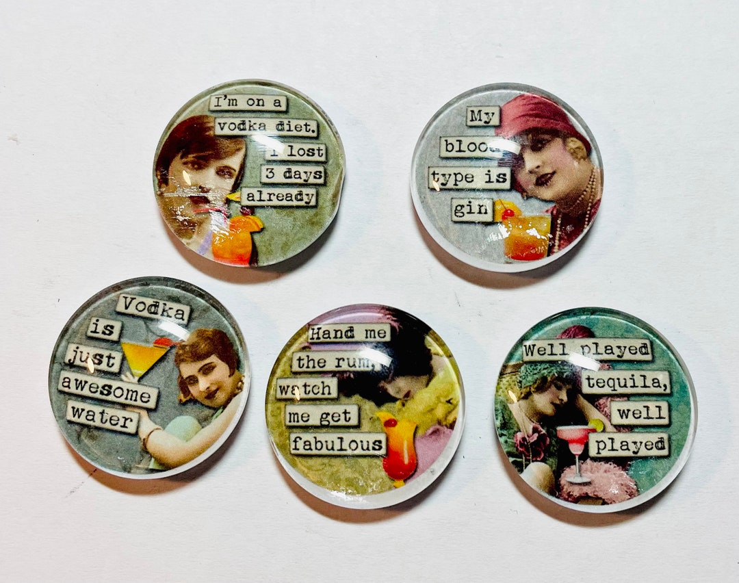 Retro Funny Drinking Magnets, Glass Magnets, Retro Women Magnets ...