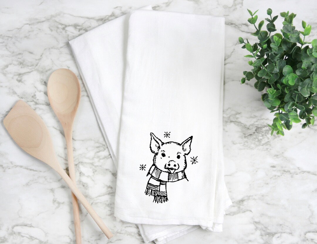 Pig Kitchen Towel, Christmas Pig Gift, Pig Kitchen Towel, Christmas ...