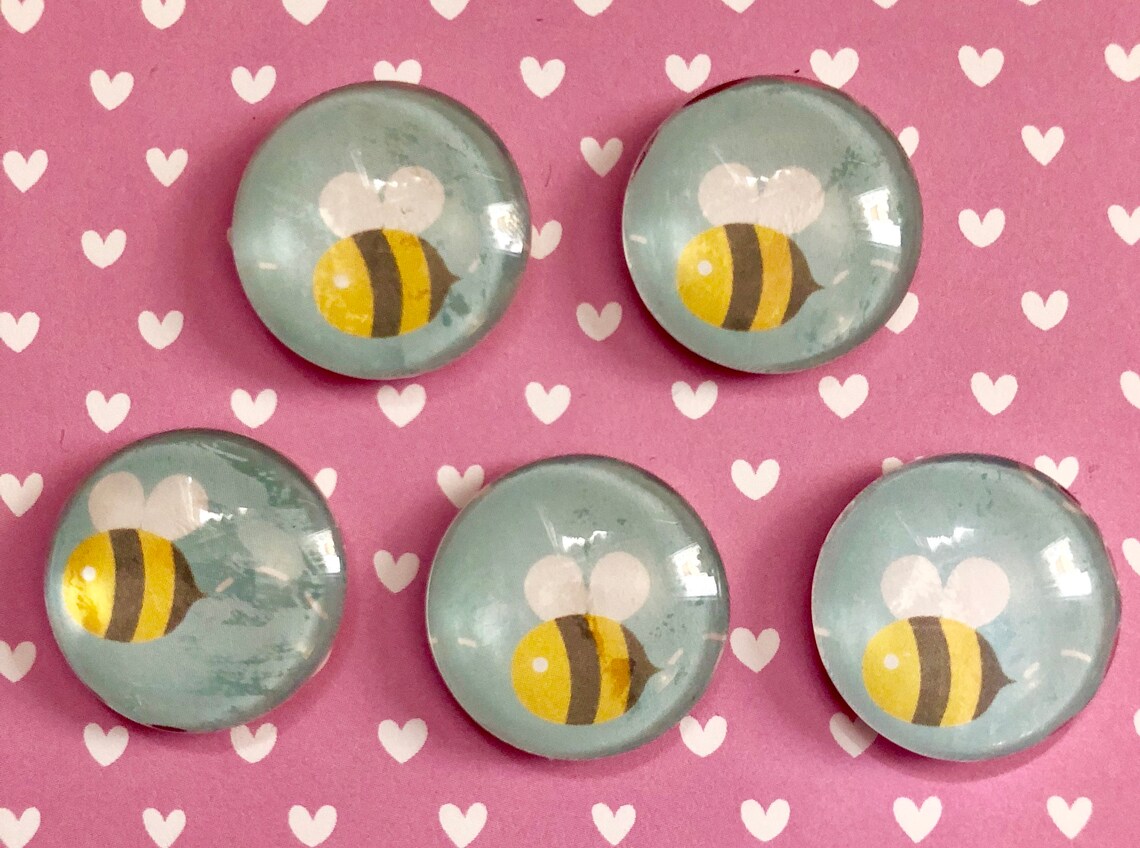 Bee Magnets, Glass Magnets, Bee Decorations, Bee Gifts, Bee Magnet Set ...