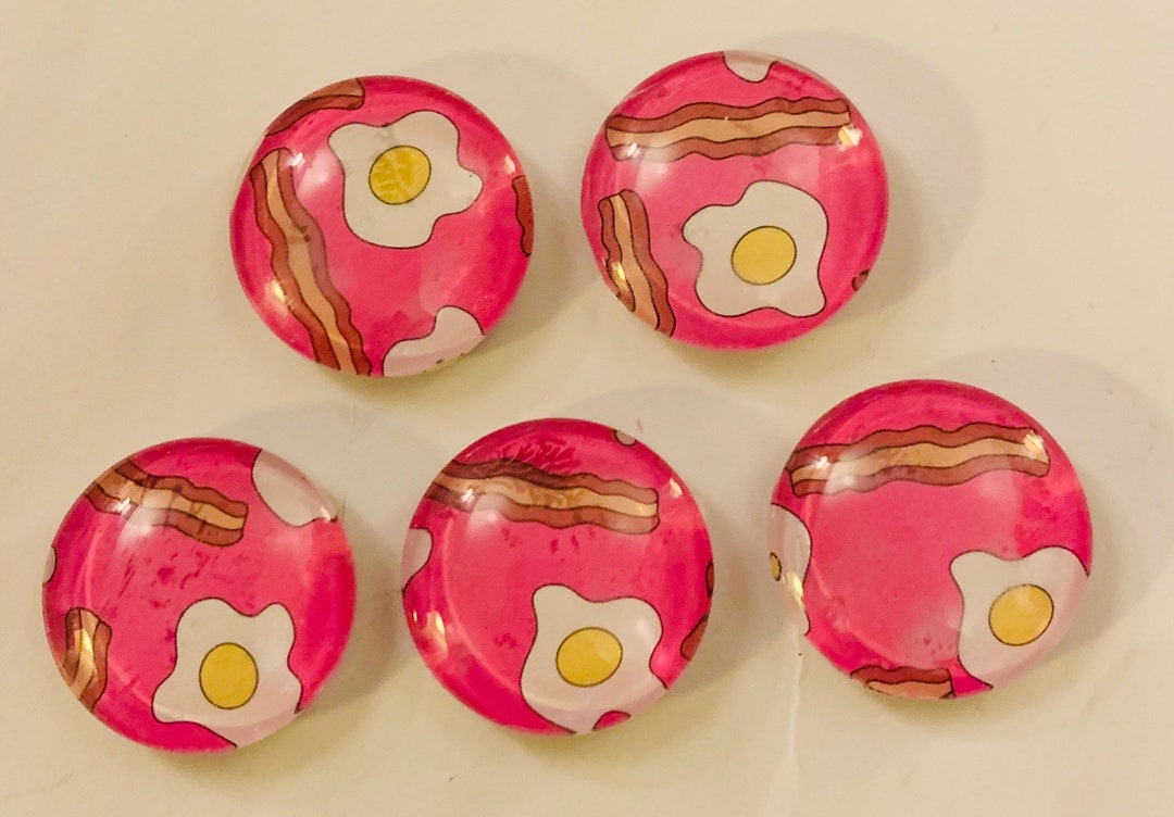 Bacon and Eggs Magnets, Glass Magnet Sets, Breakfast Magnets, Food ...