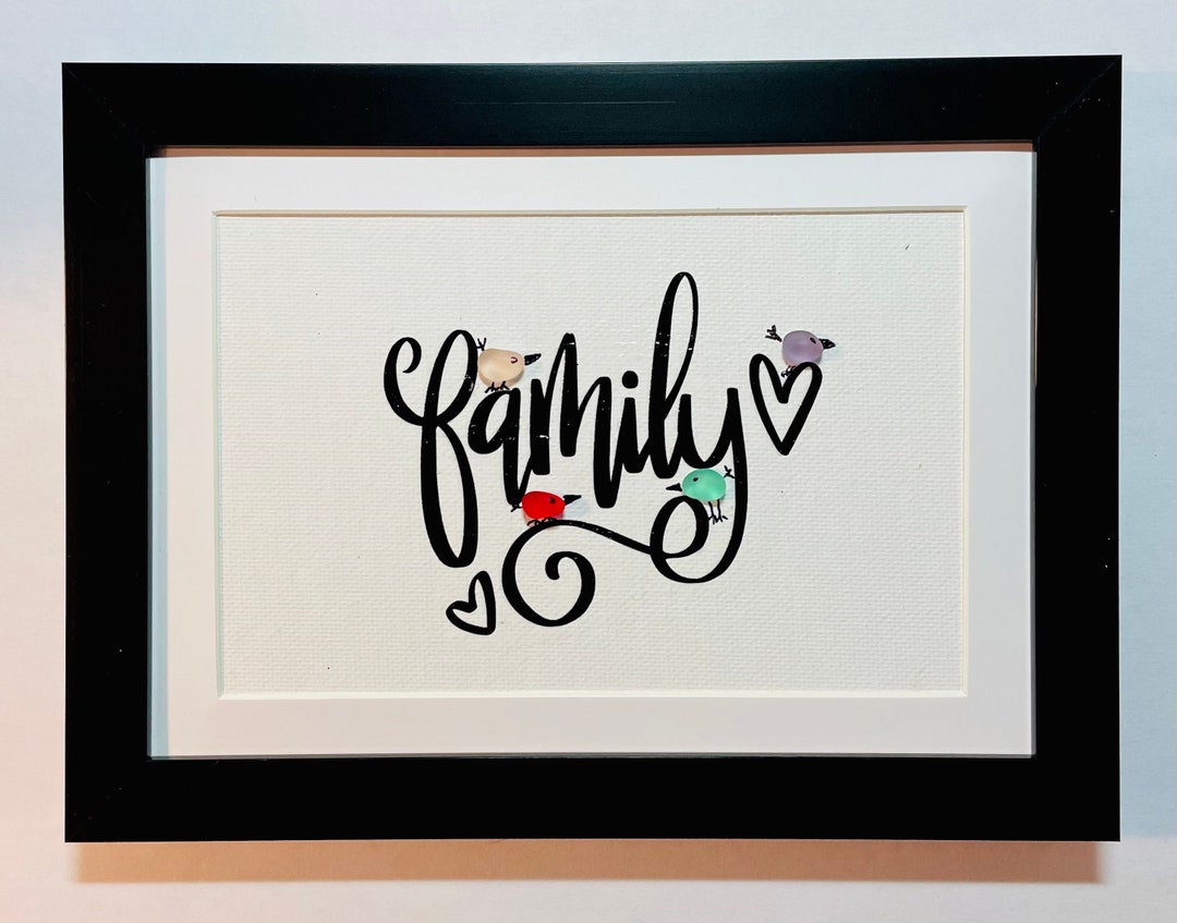 Family Sea Glass Art, Pebble Art, Sea Glass Art Sign, 4x6" Sea Glass ...