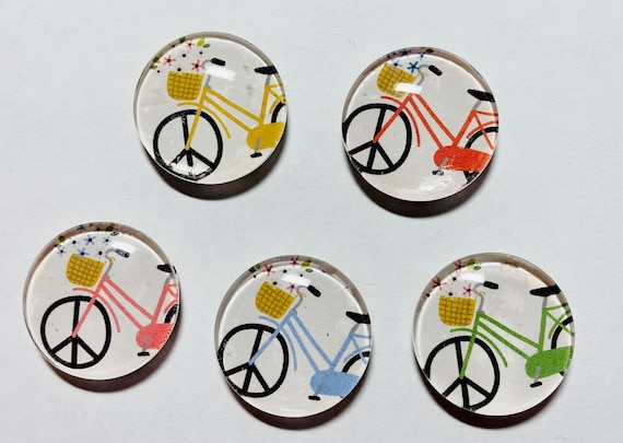 Bicycle Magnets Set of Five Bike Magnets Bicycle Glass - Etsy
