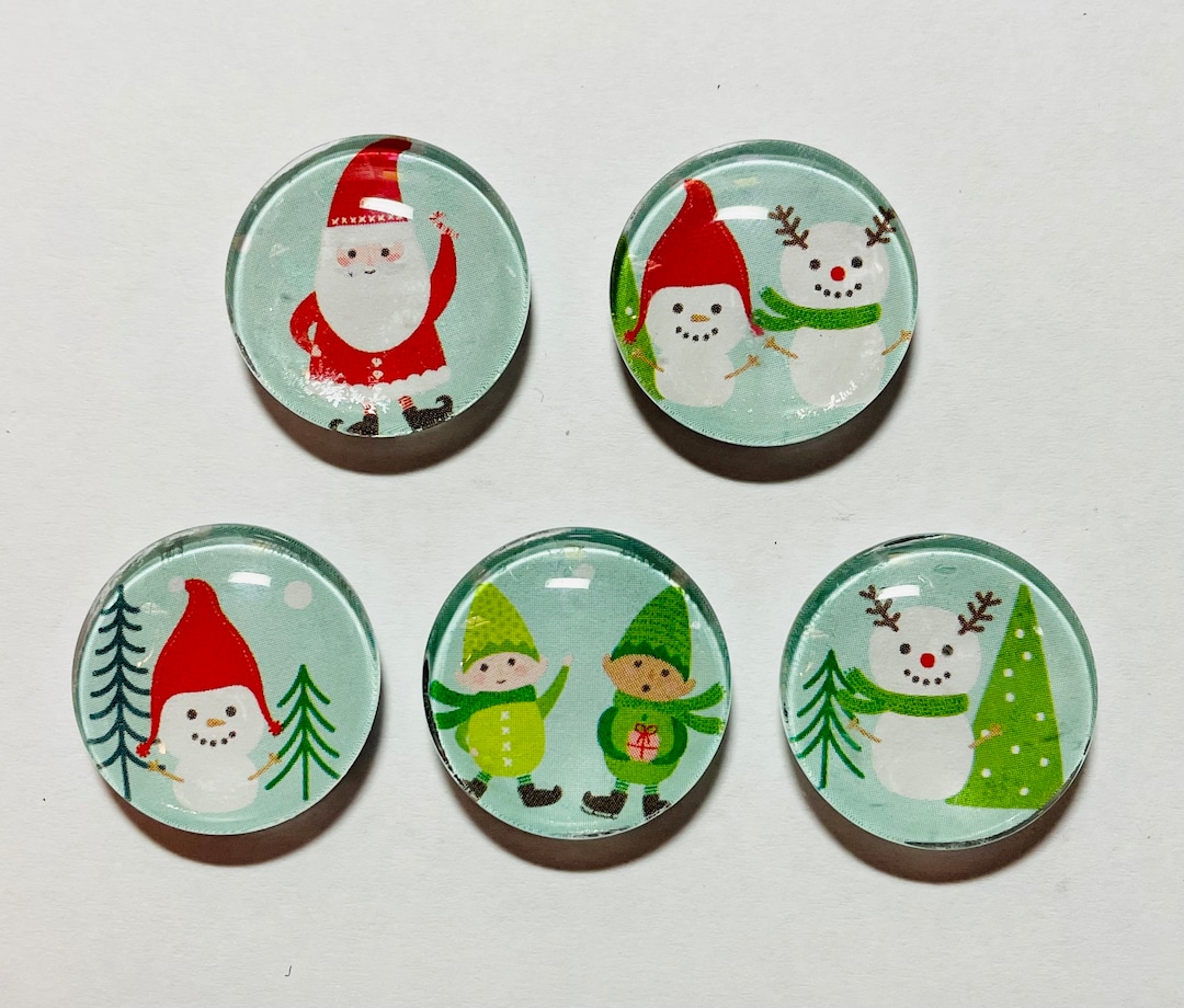Christmas Magnet, Glass Magnet, Santa Magnet Set, Winter Magnet ...