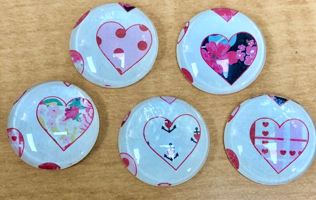 Valentine Magnets, Glass Magnets, Heart Magnet Set, Glass Magnet ...