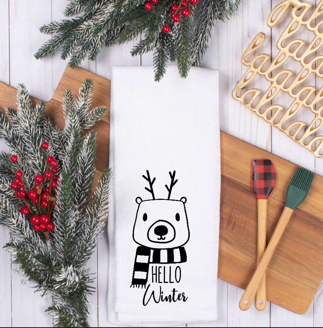 Reindeer Christmas Kitchen Towel, Reindeer Flour Sack Towel, Christmas ...