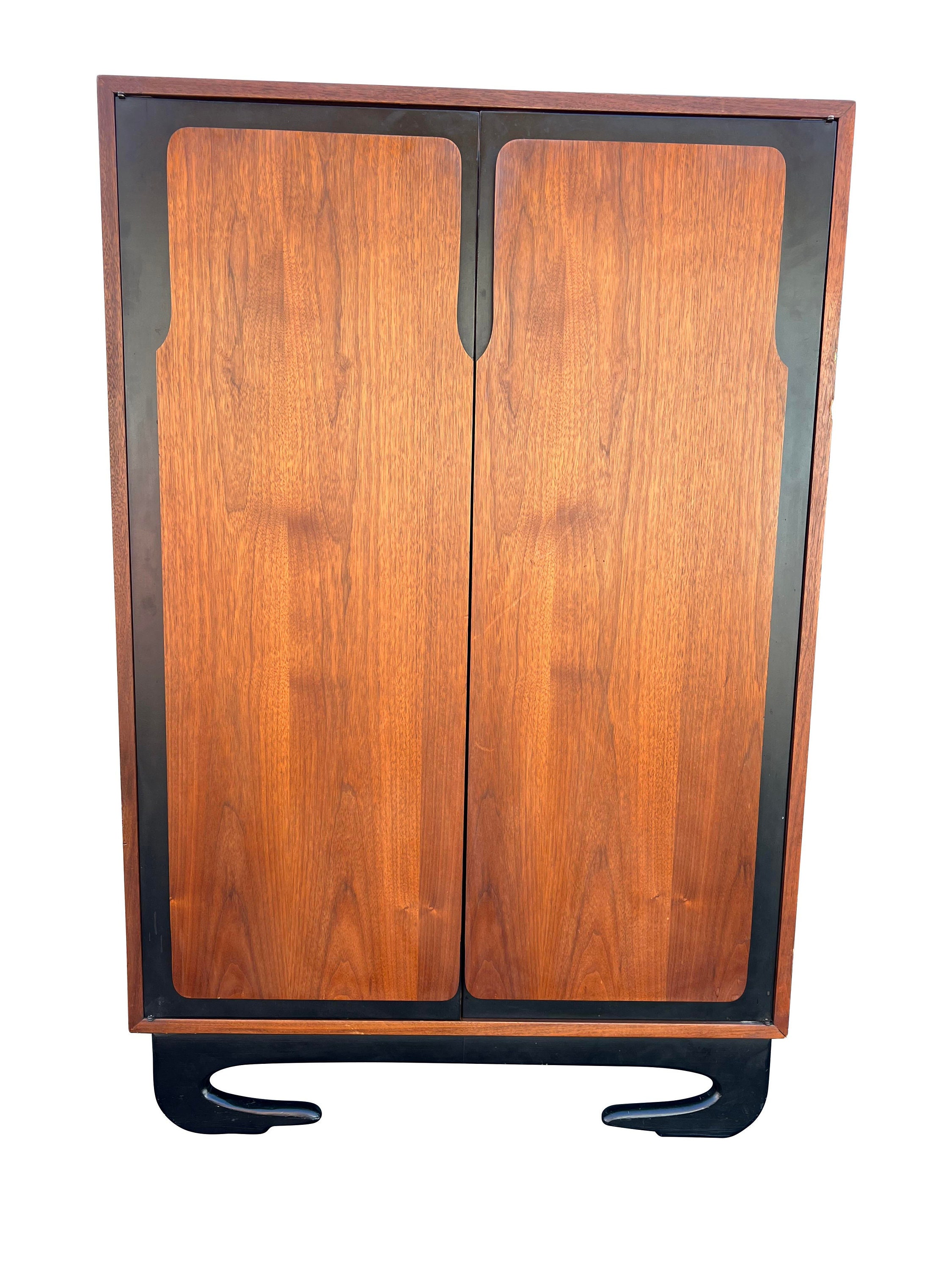 1970s Mid Century Modern Vintage Tall Dresser or Chifforobe in Ebony ...